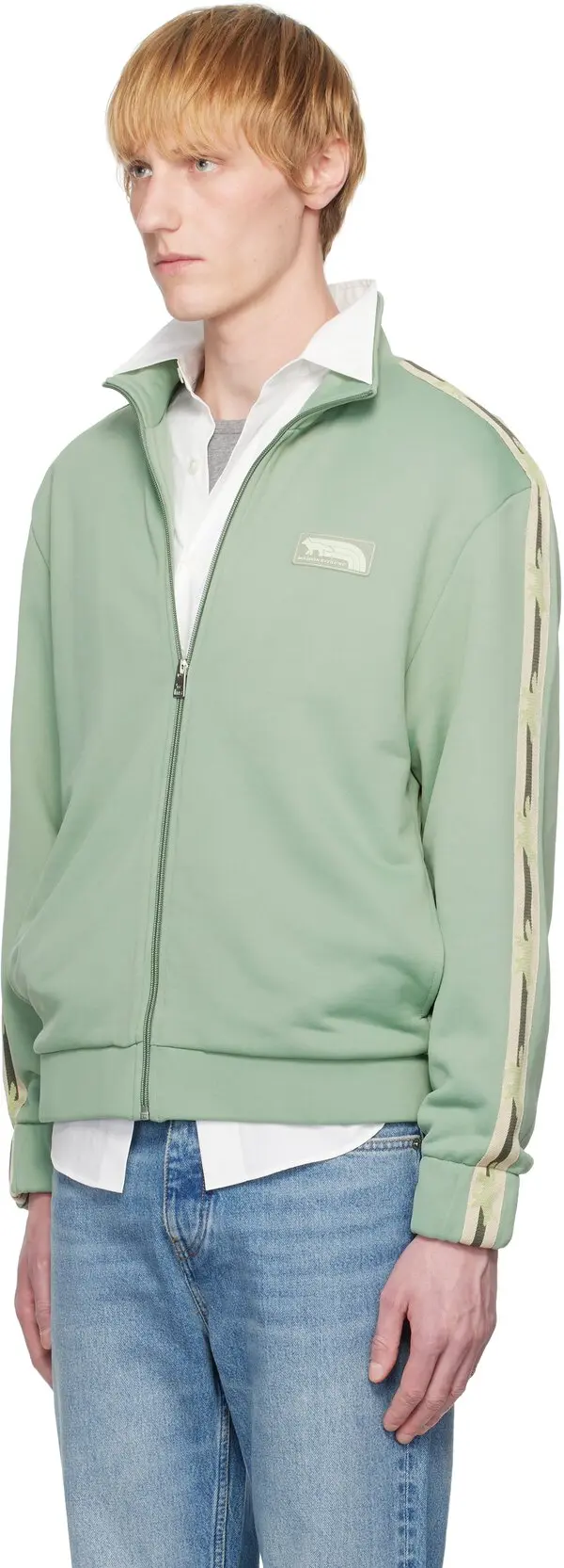Maison Kitsuné Flash Fox Zipped Track Jacket In 0078 Vert-De-Gris